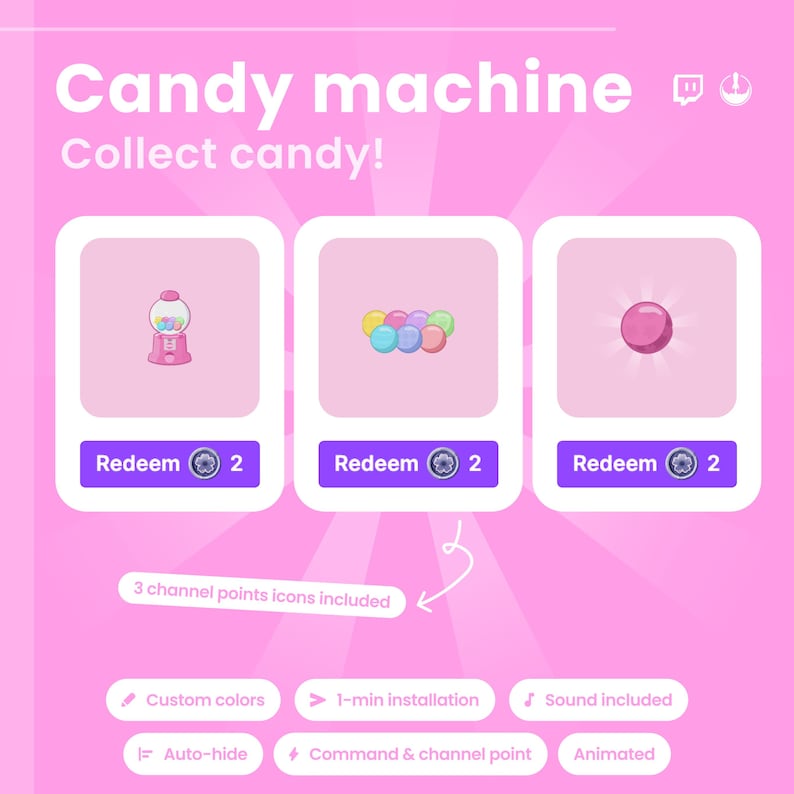 Animated Twitch Gumball Widget: Kawaii Candy Gacha Overlay ...