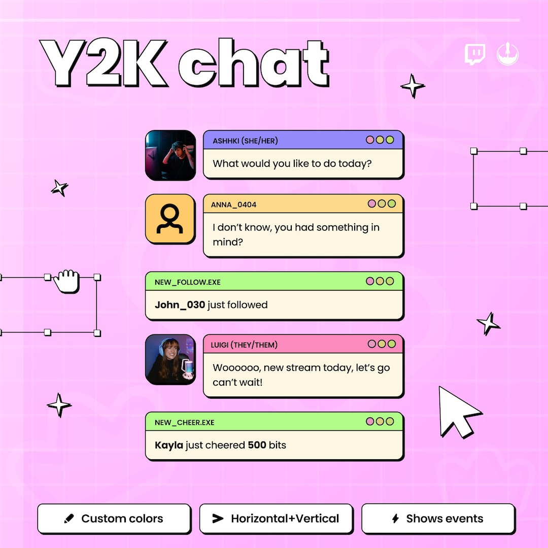 Y2K Retro Twitch Chat Overlay Widget: Animated Stream Overlay (digital ...