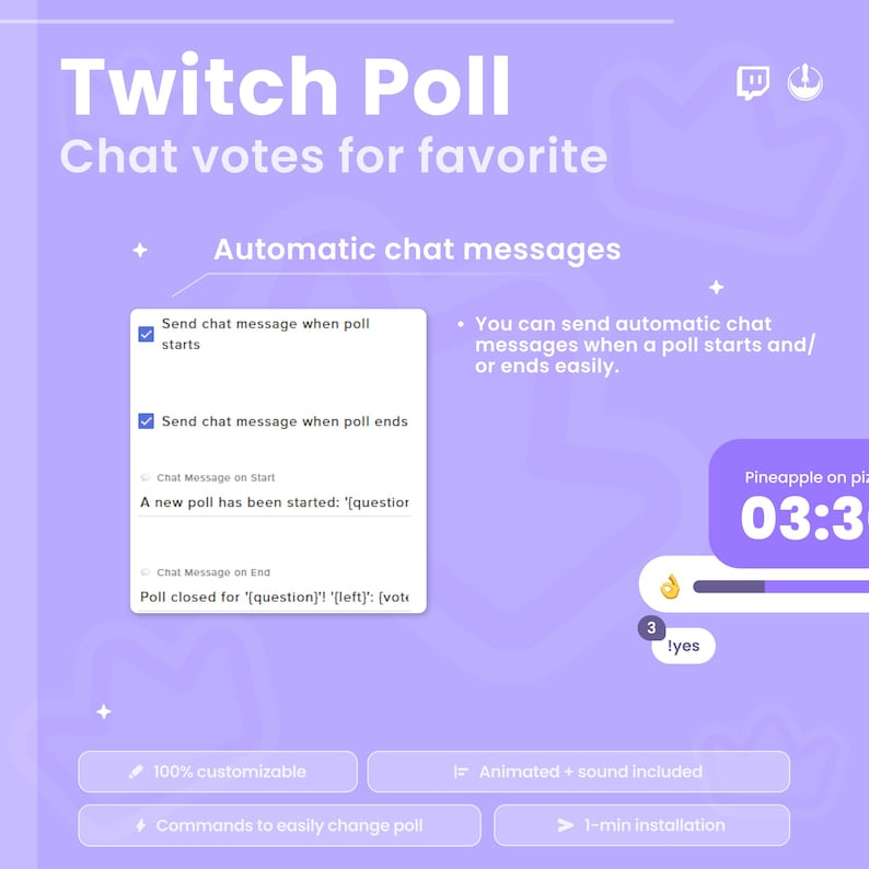 Interactive Twitch Poll Widget | Chat Voting Overlay | Animated Emoji ...