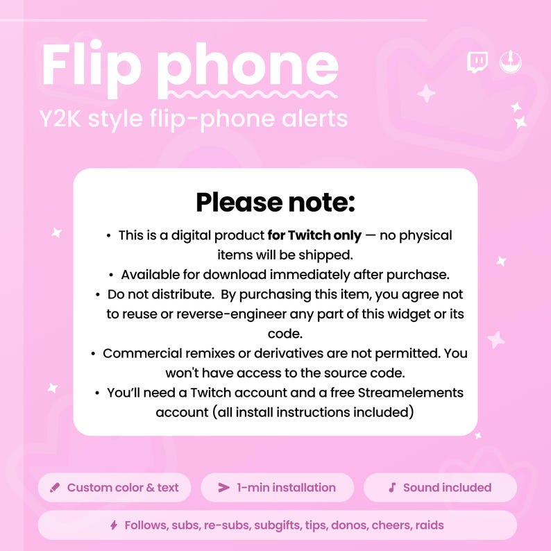 Customizable Retro Flip Phone Twitch Alerts Overlay | Follows, Subs, Re ...