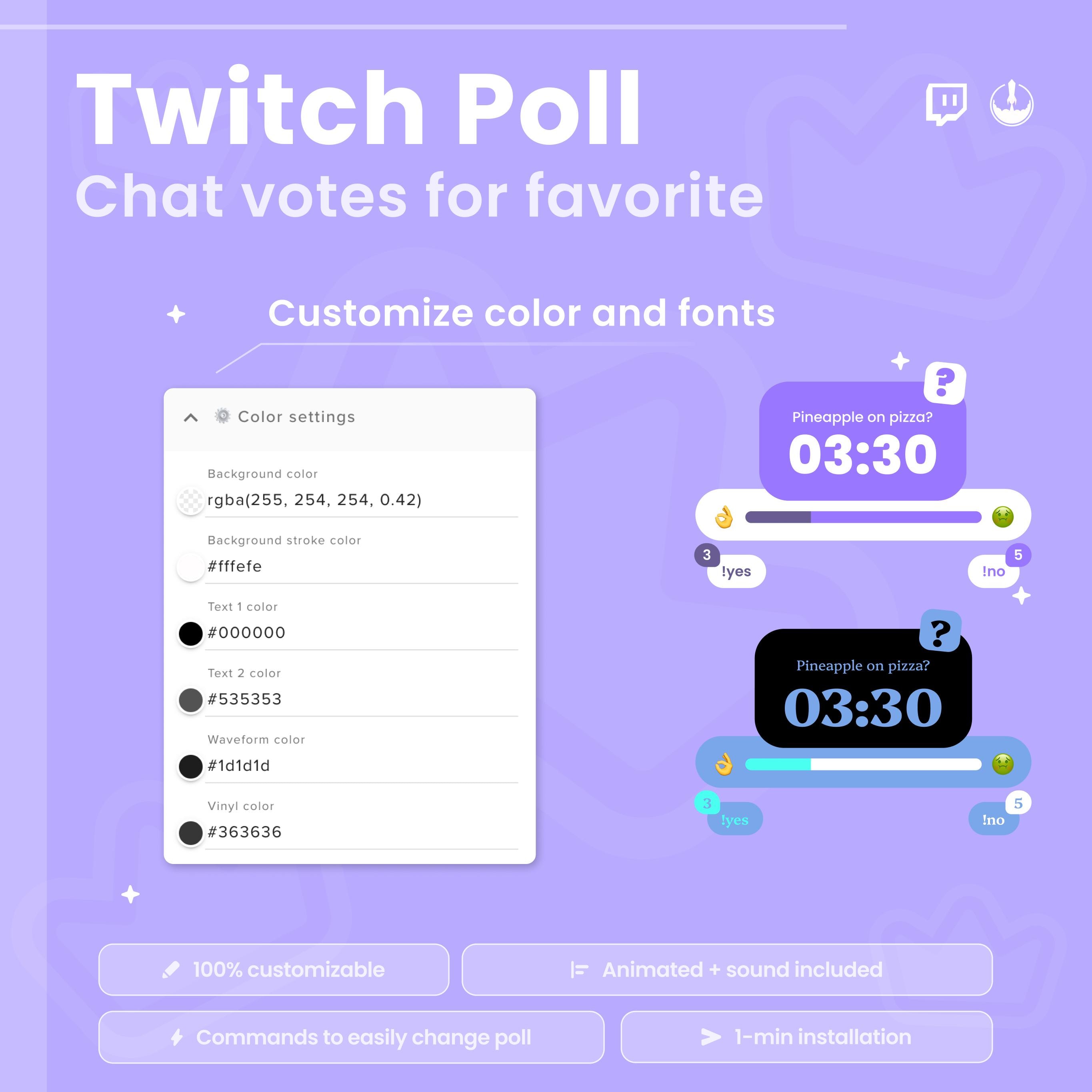 Interactive Twitch Poll Widget | Chat Voting Overlay | Animated Emoji ...