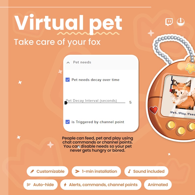 Animated Pixel Art Twitch Fox Pet Widget: Twitch Stream Overlay - Etsy