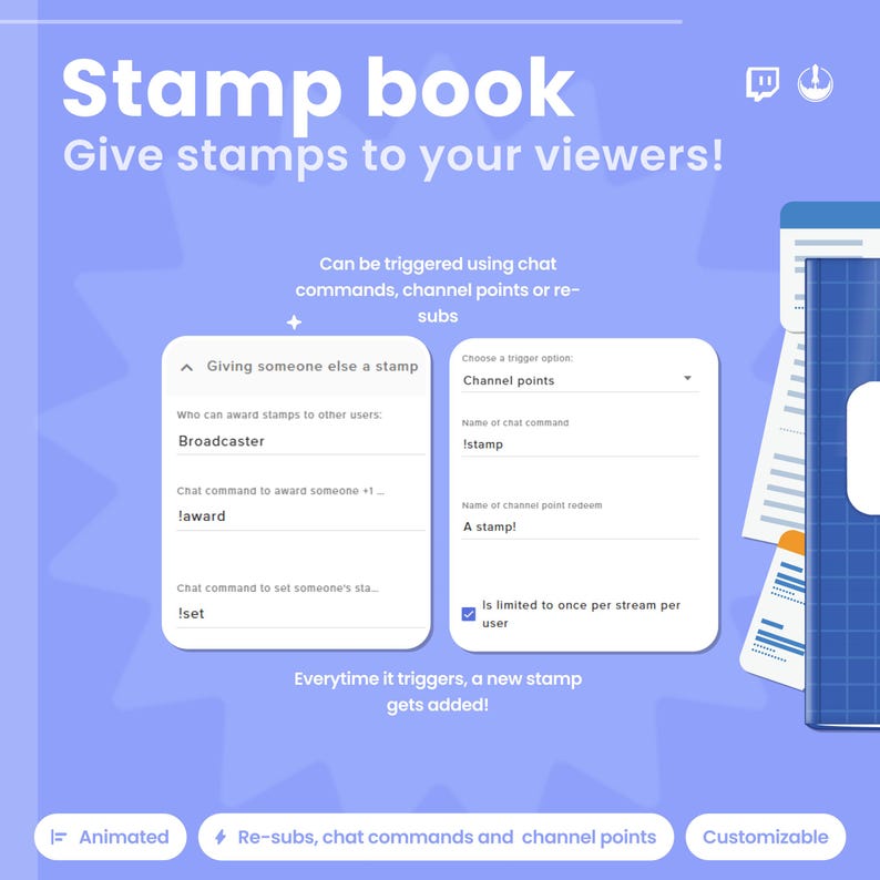 Animated Twitch Stamp Book Widget: Viewer Rewards, Channel Points ...