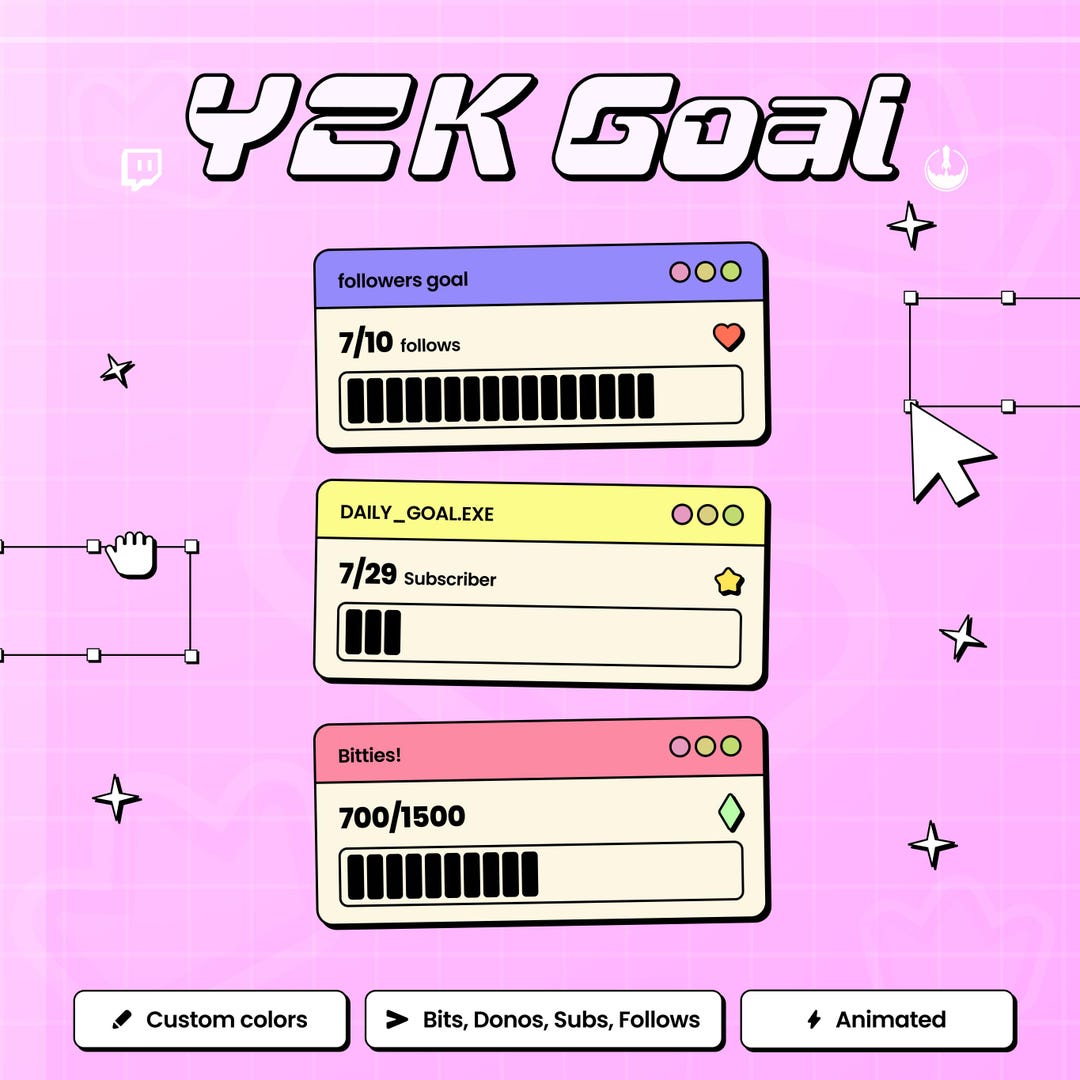 Y2K Twitch Goal Widget: Animated Stream Overlay (digital Download) - Etsy