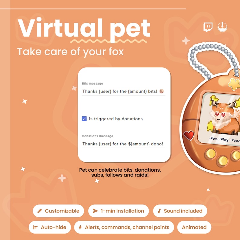 Animated Pixel Art Twitch Fox Pet Widget: Twitch Stream Overlay - Etsy