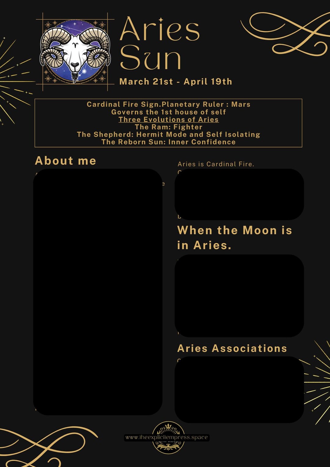 ARIES - Zodiac Archetype Cheat Sheets – Instant Download | Astrology ...