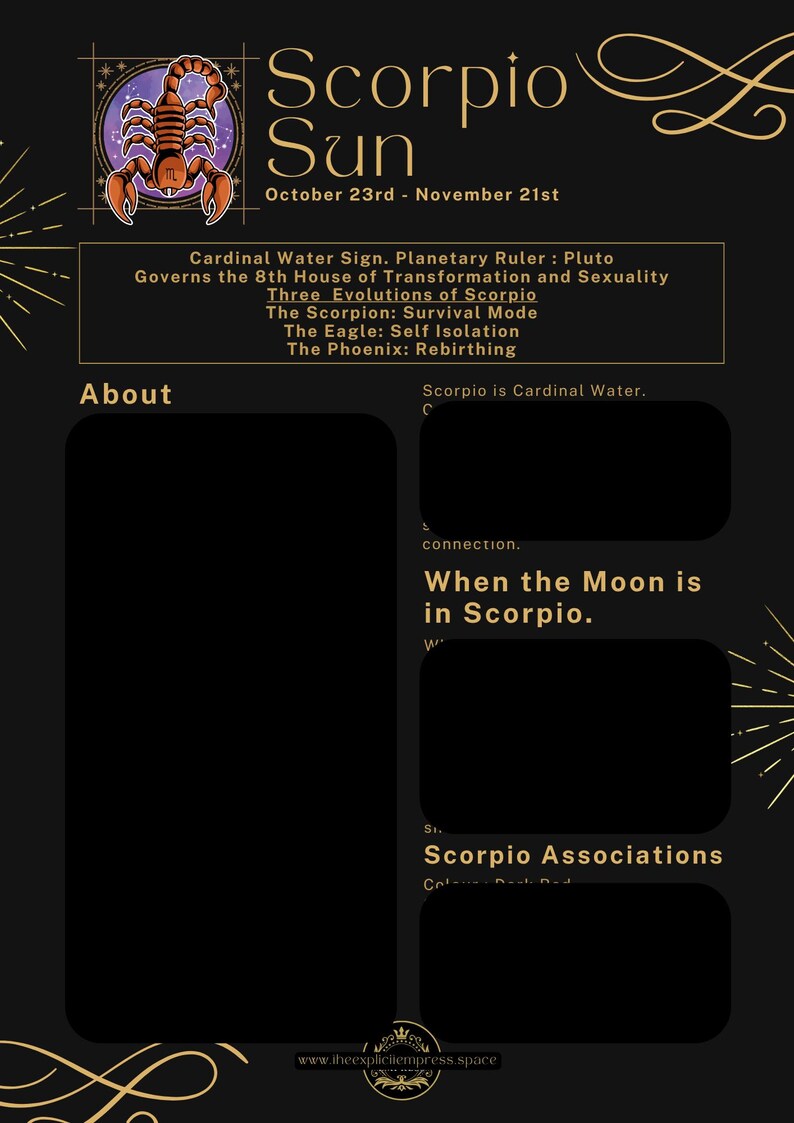 Scorpio - Zodiac Archetype Cheat Sheets – Instant Download | Astrology ...