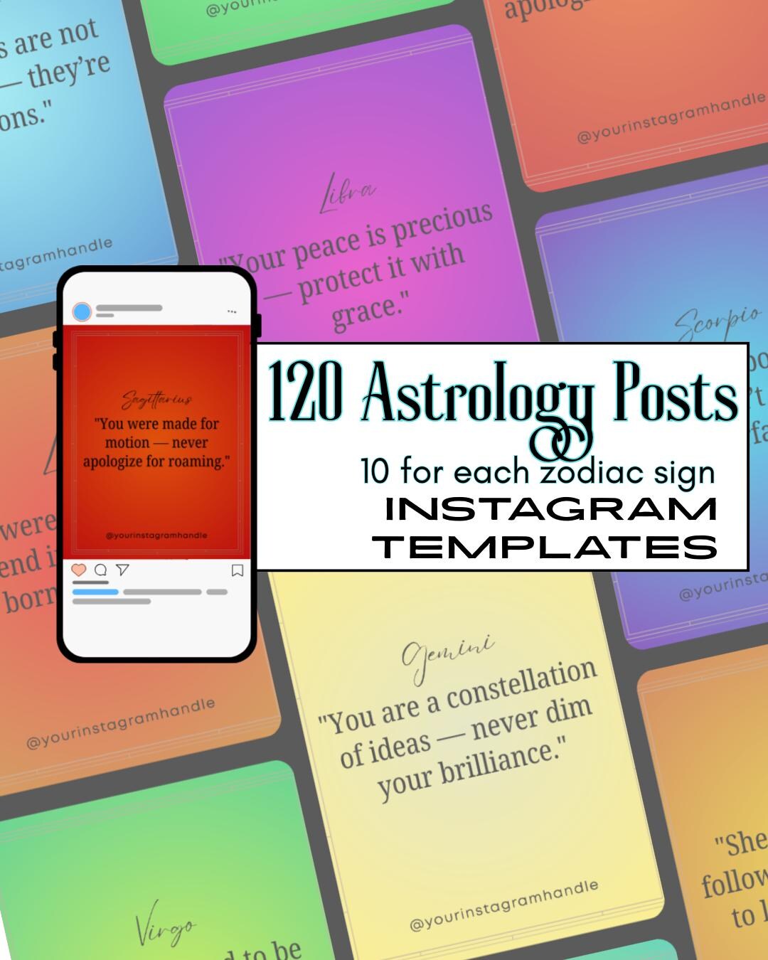 120 Astrology Posts Instagram Template | Spiritual Instagram | Mystical ...