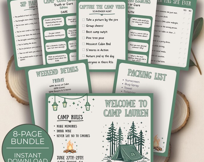 Camp Bachelorette Party Printable | Editable Camp Bach Invite ...