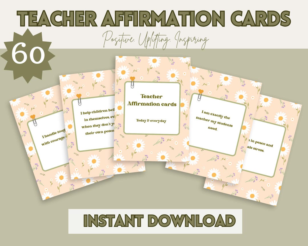 Teacher Affirmation Cards, Printable Affirmation Cards, Motivational ...