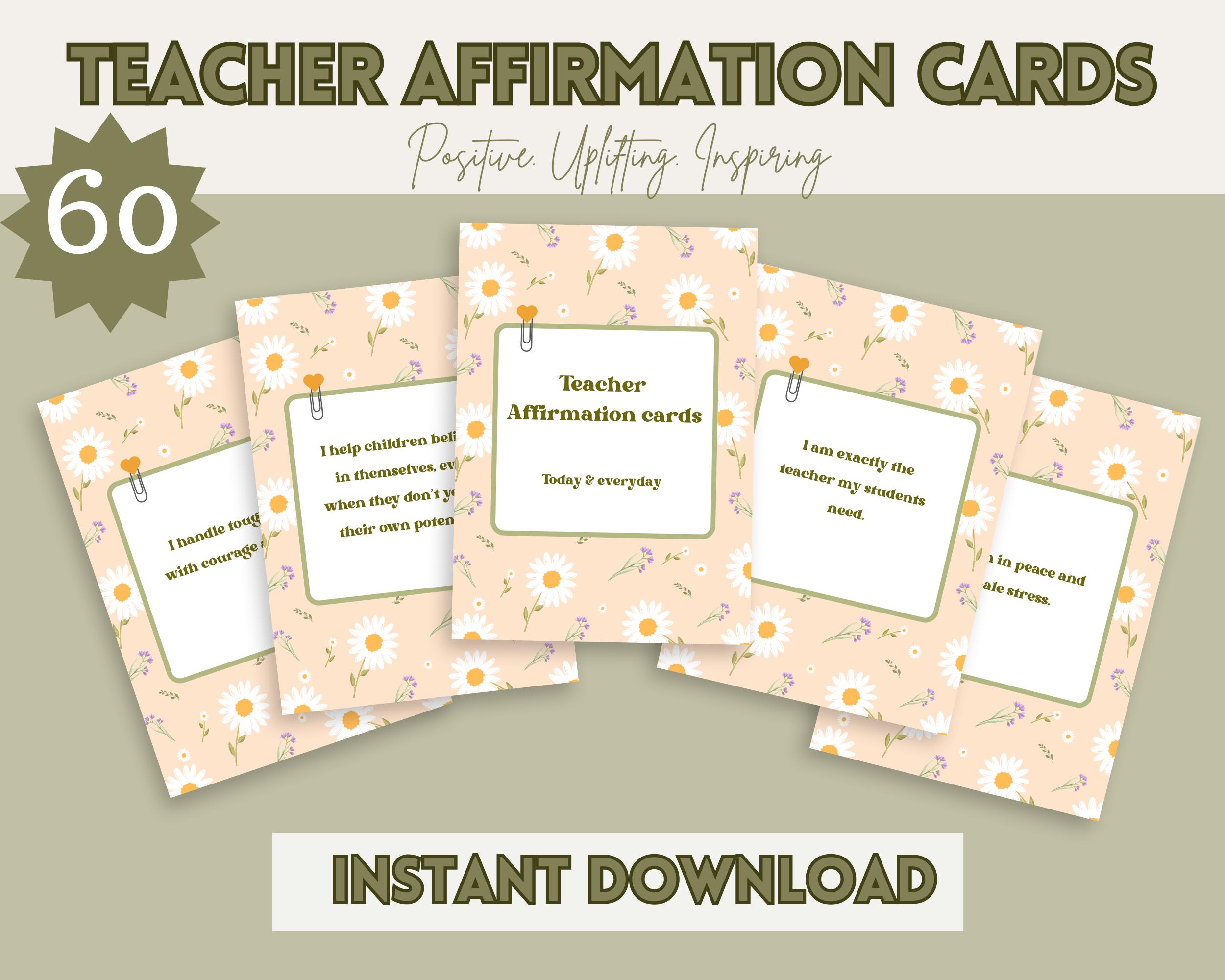 Teacher Affirmation Cards, Printable Affirmation Cards, Motivational ...