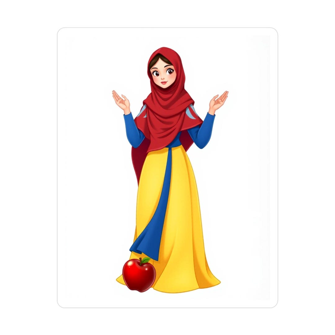 Hijab Princess Illustration Kiss-cut Vinyl Decal | Cute Fairytale ...