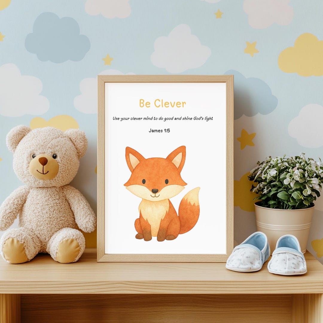 Be Clever Little Fox | Christian Nursery Wall Art | Digital Print - Etsy