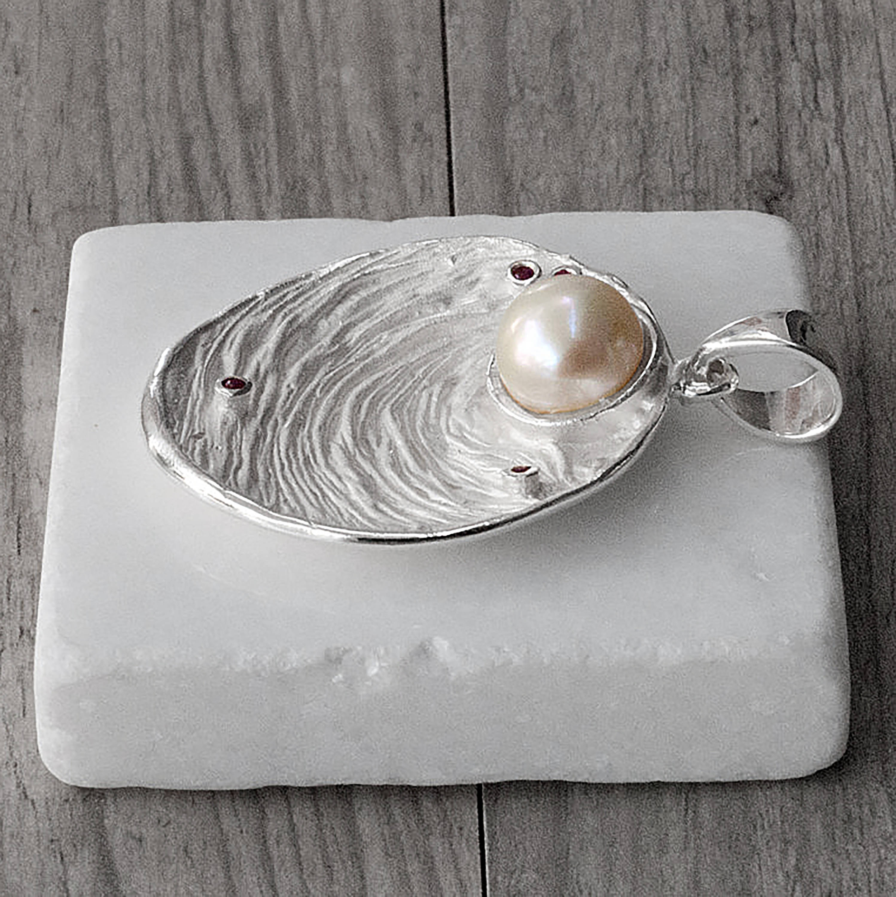 Witte parel sterling zilveren grote hanger met gekweekte parel - Etsy ...