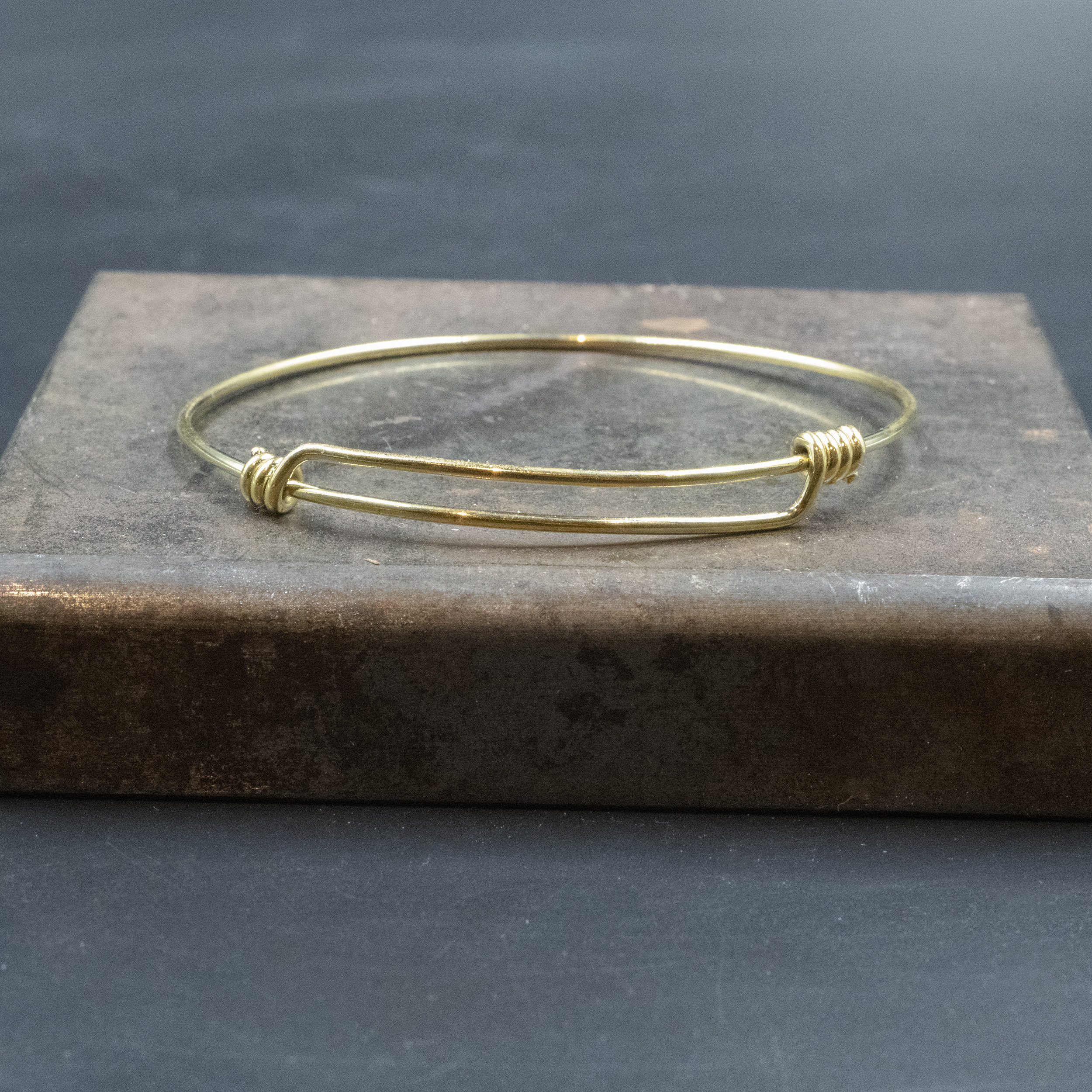 Golden Brass Adjustable Expandable Wire Bracelet, Minimalist Men's ...