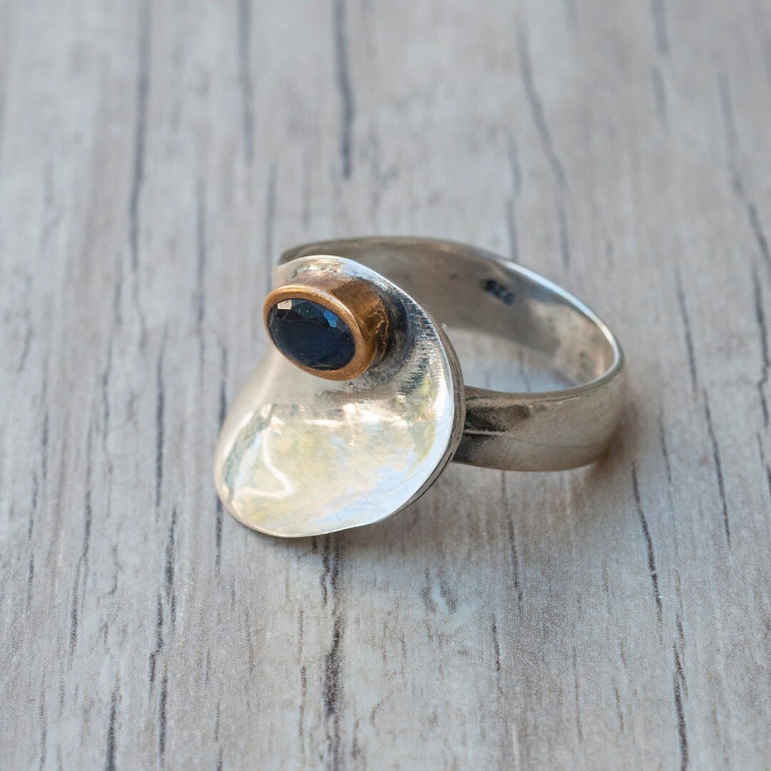 Blue Sapphire Sterling Silver Ring: Eccentric Statement Jewelry - Etsy
