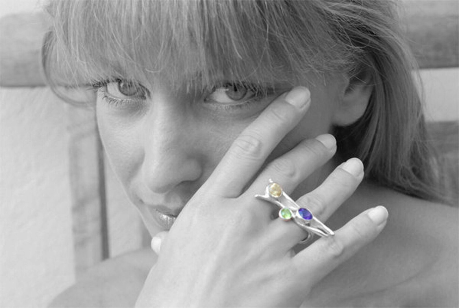 Large Sterling Silver Eccentric Ring With Purple Amethyst Yellow ...