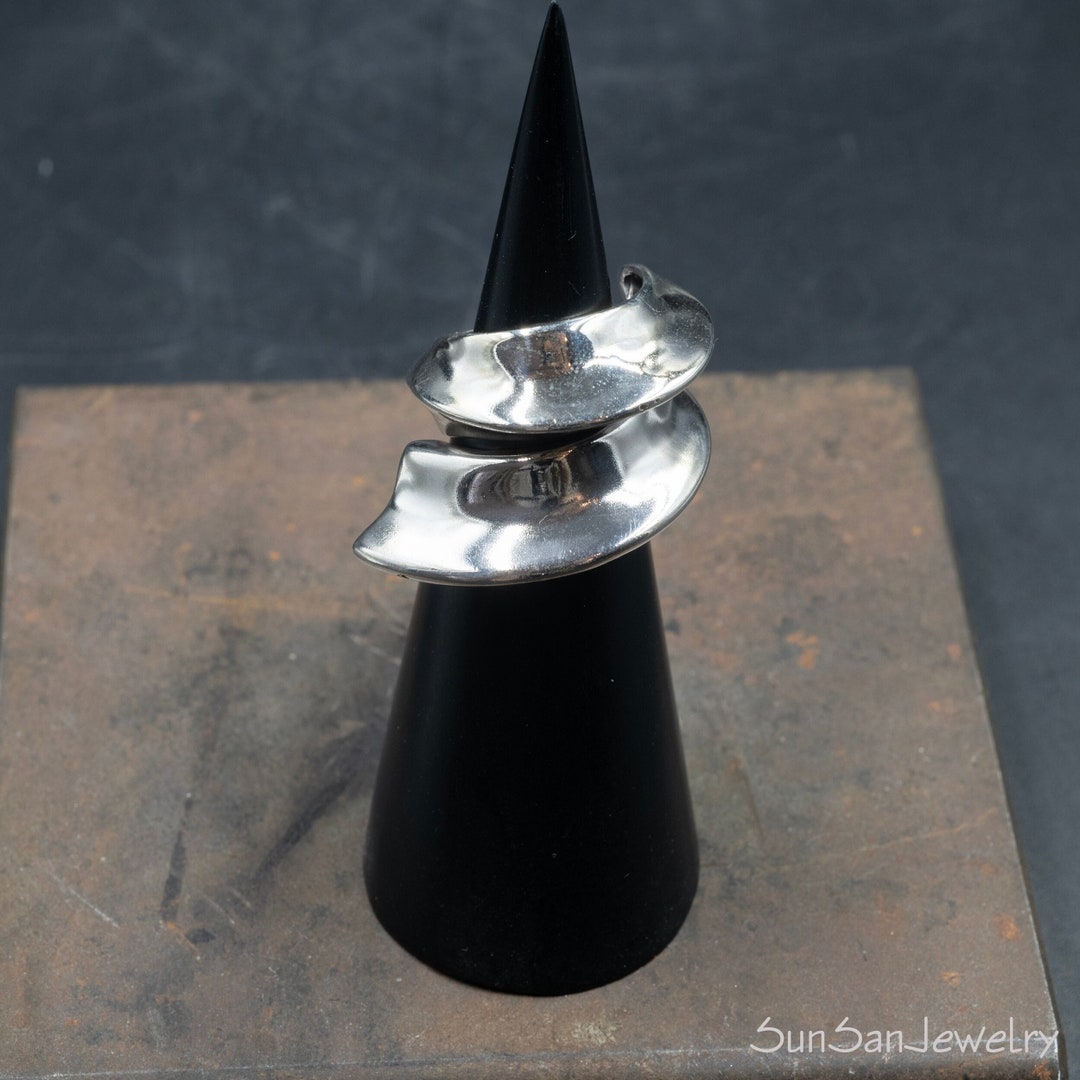 Bold Sterling Silver Twist Ring, Avant Garde Statement Wideband ...