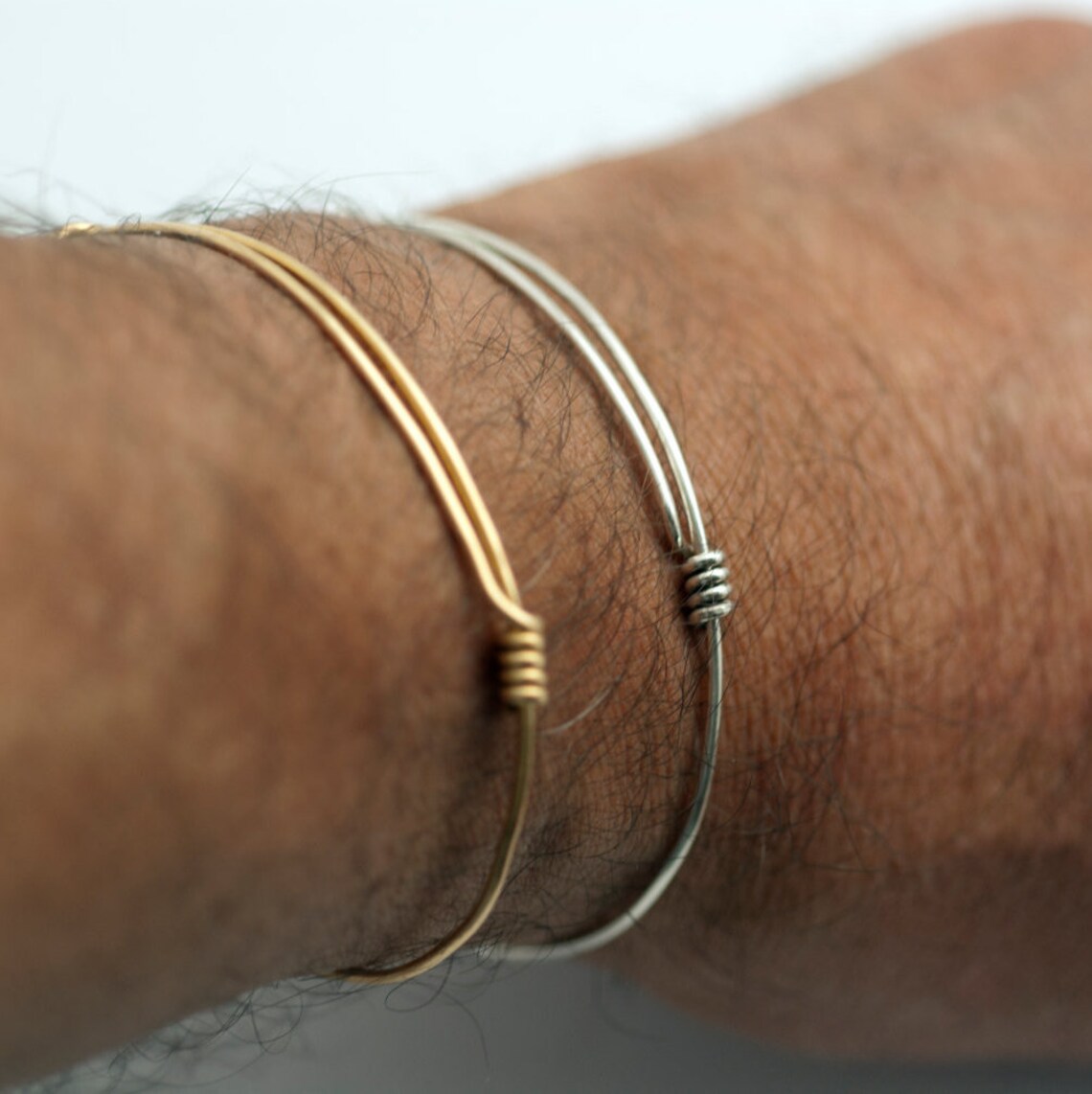 Sterling Silver Adjustable Expandable Wire Bracelet, Minimalist Men's ...