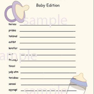 Baby Shower Word Scramble - Etsy