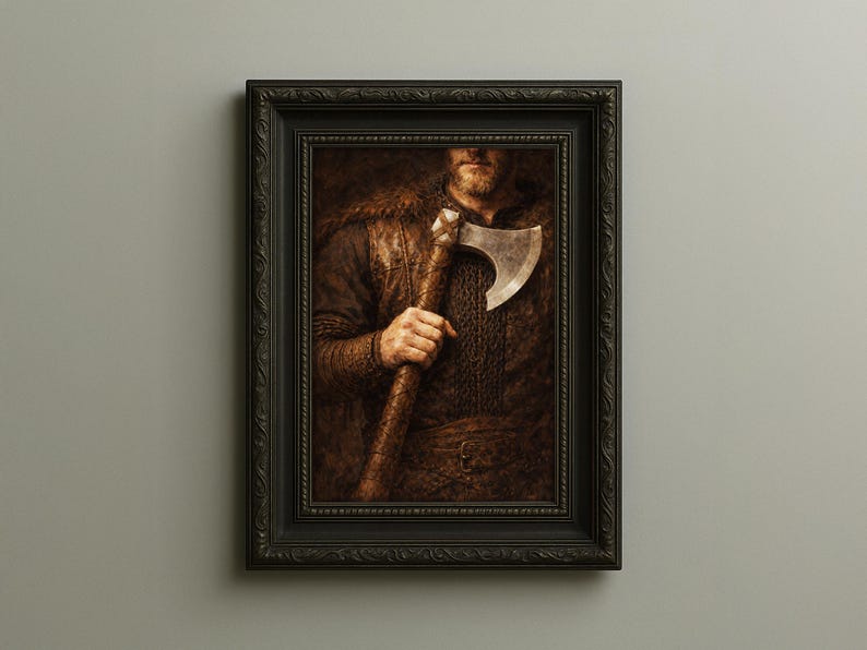 Ragnar Lothbrok Vikings Inspired Legendary Axes Portrait, Epic Fantasy ...