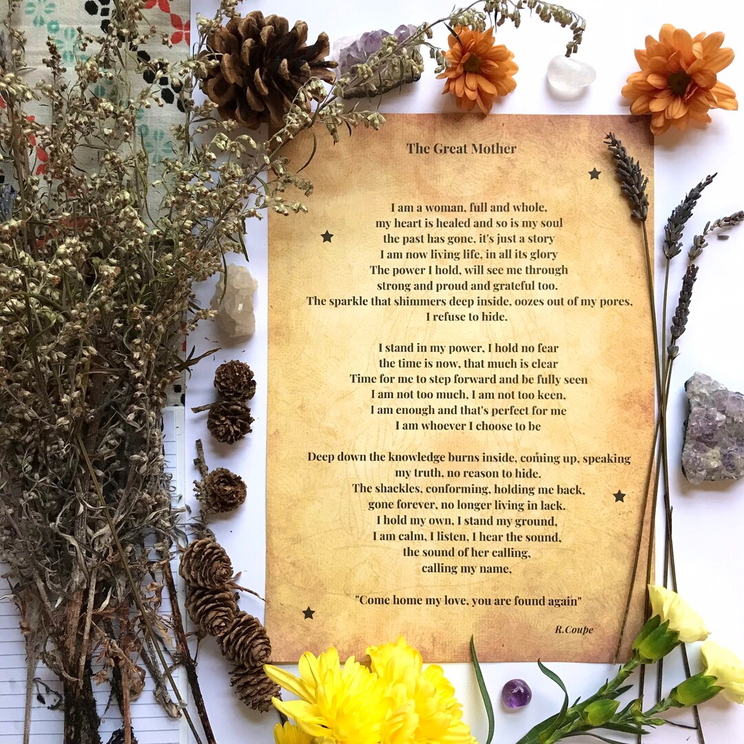 Great Mother Poem, Print, Earth Poetry, Gaia - Etsy