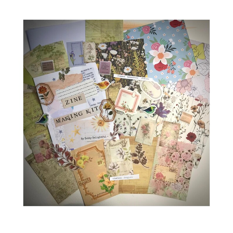 Zine Making Kit Botanicals, Flowers, Scrapbooking, Journaling, - Etsy ...