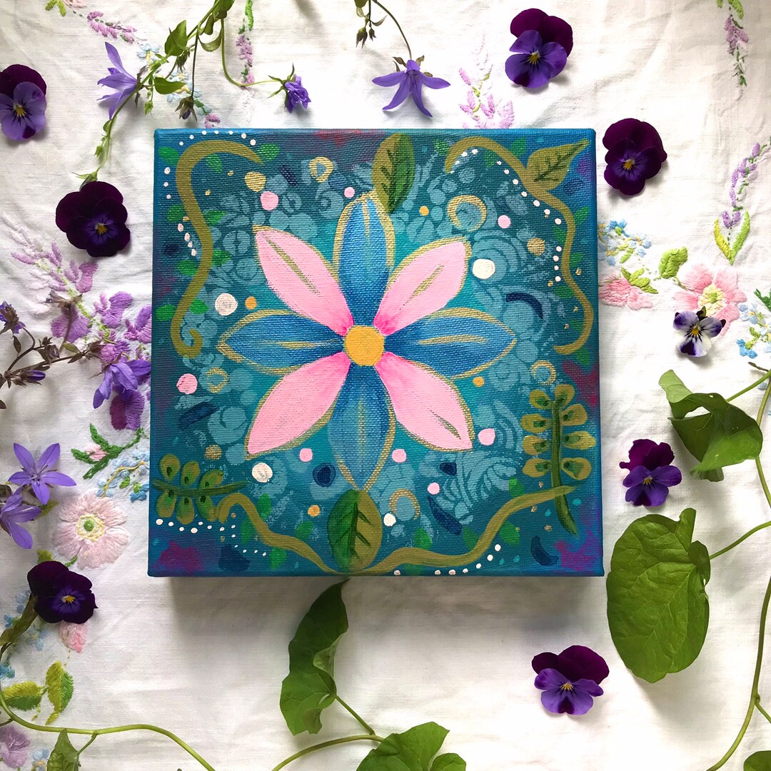 Original Floral Painting, Botanical Box Canvas - Etsy