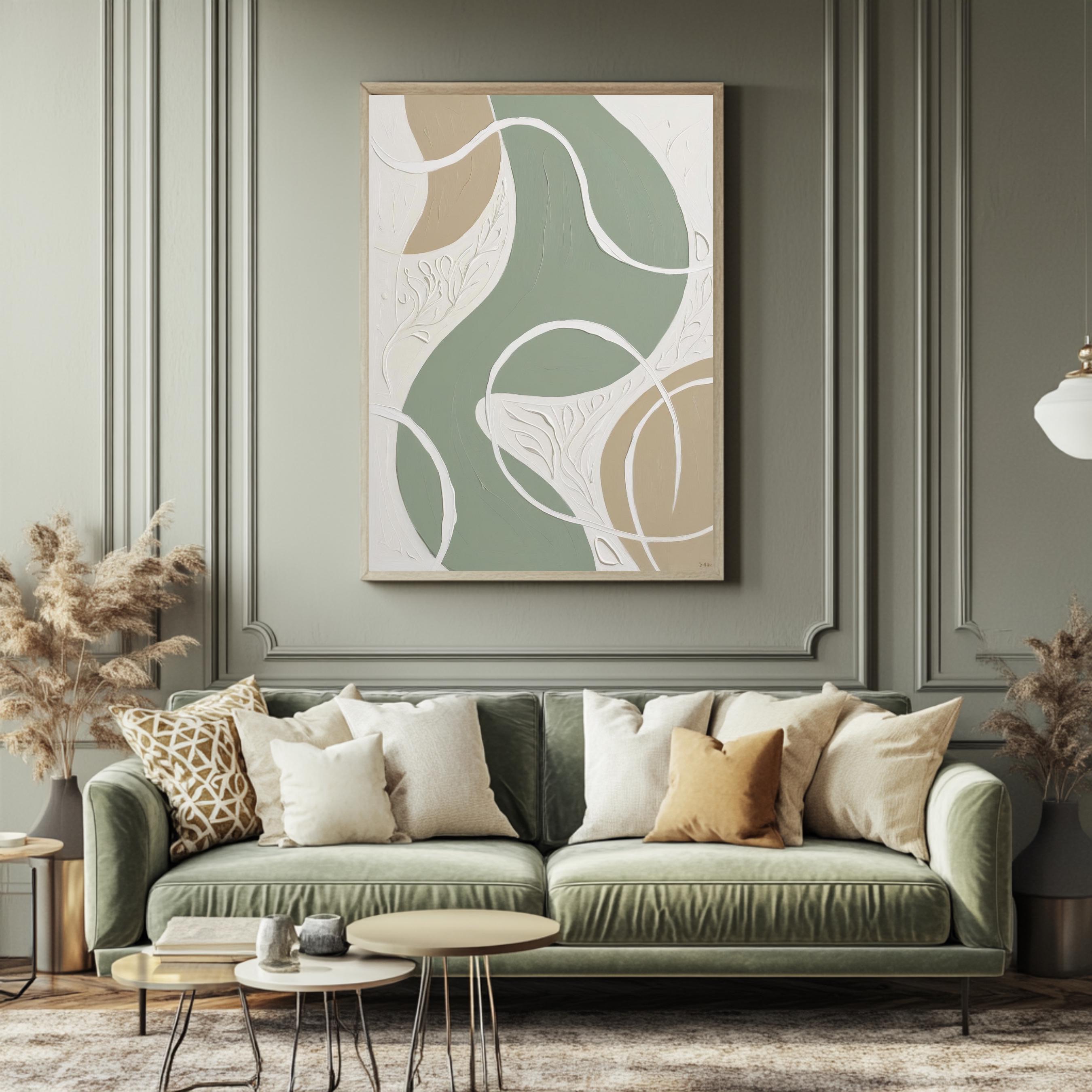 Abstract Art Prints Set: Sage Green, Sand, Textured Neutral (digital ...
