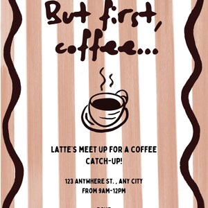 Coffee Theme Invitation| Editable Canva Template | Hand-drawn Party ...