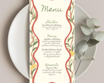 Blue Sketch Menu Template – 4x9 Hand-drawn Printable Canva Design - Etsy