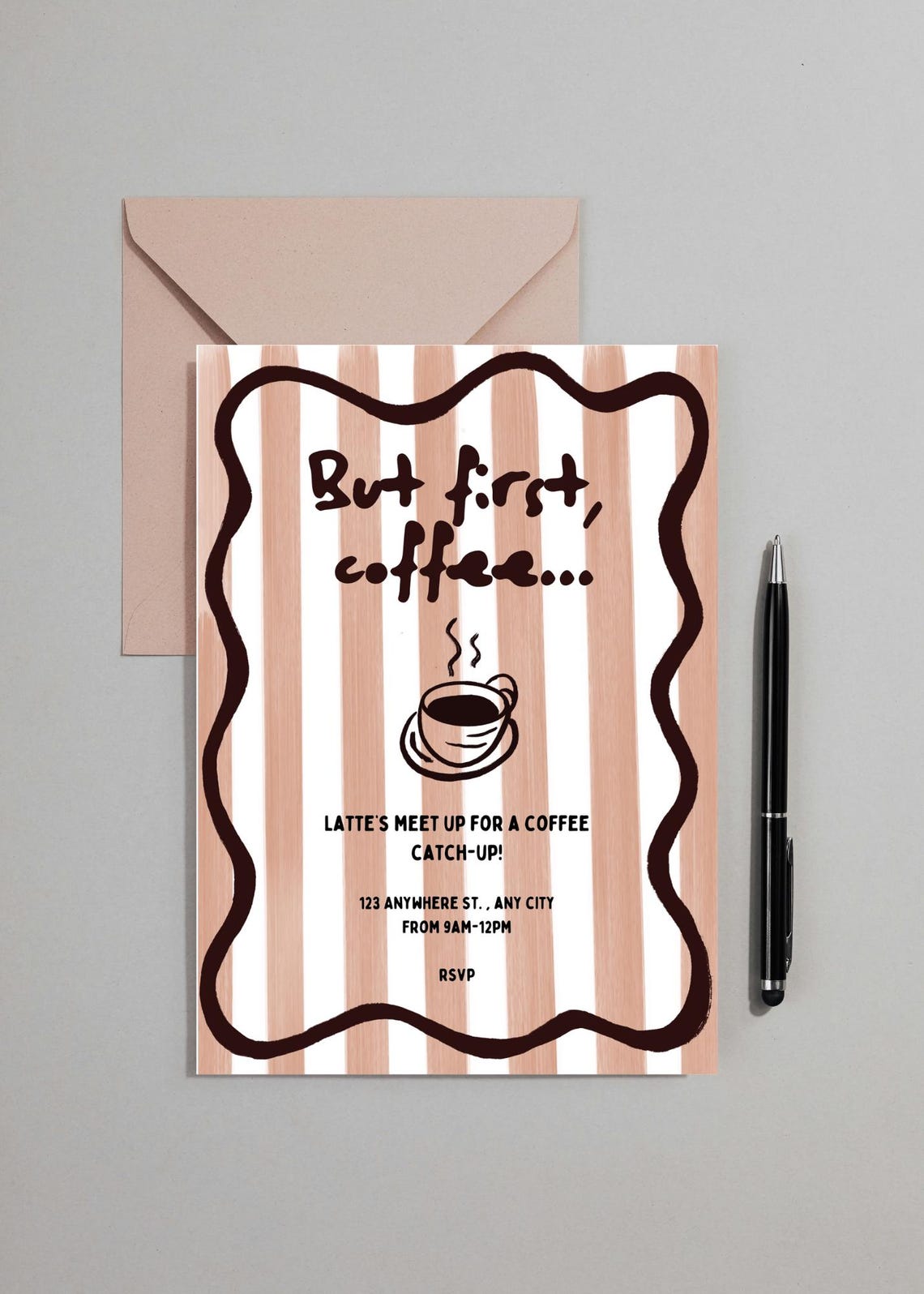 Coffee Theme Invitation| Editable Canva Template | Hand-drawn Party ...