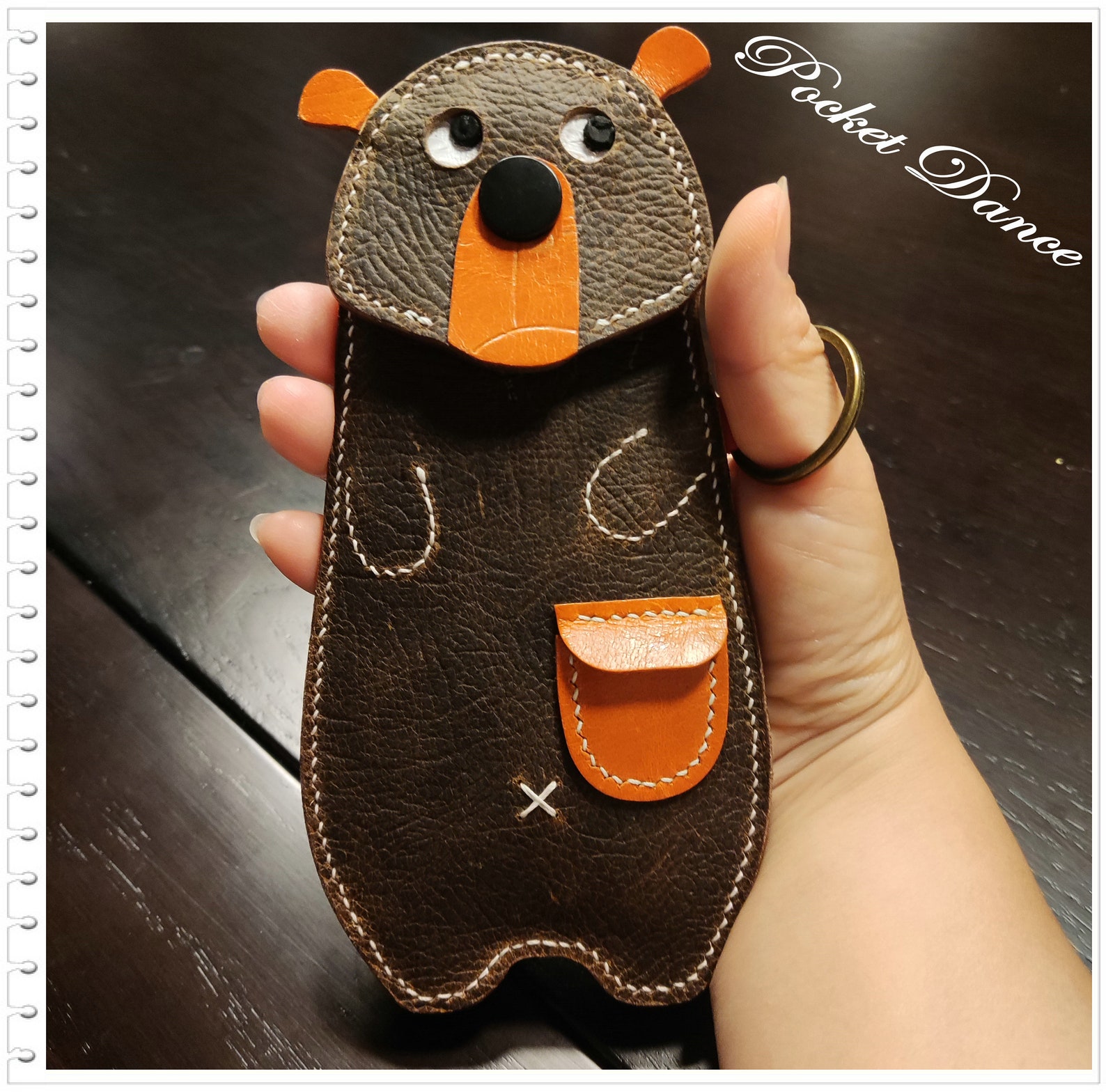 Handmade Leather Bear Small Coin Purse , Leatherwork Pencil Case, Small ...