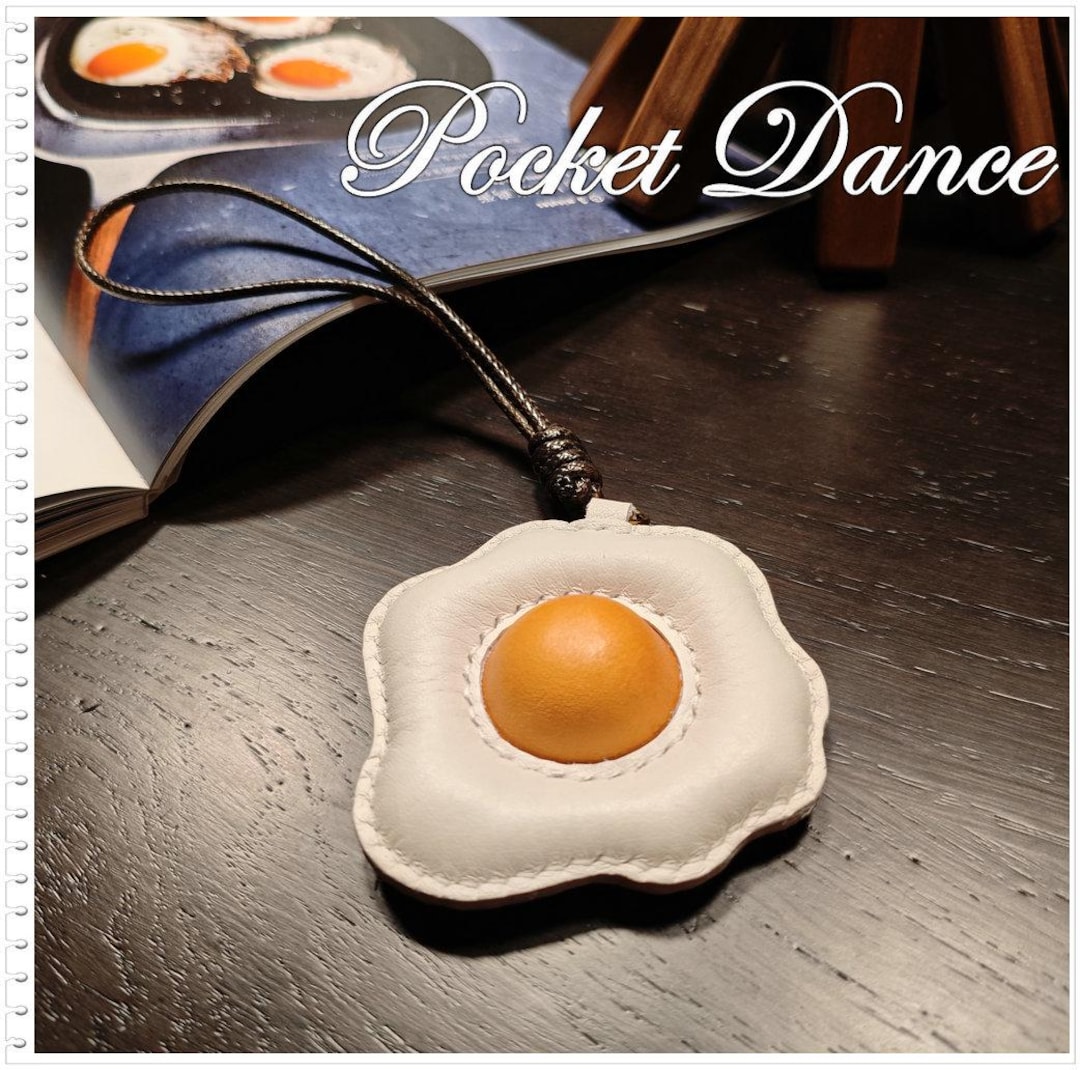 Handmade Leather Fried Egg Keychain, Food Bag Charm - Etsy