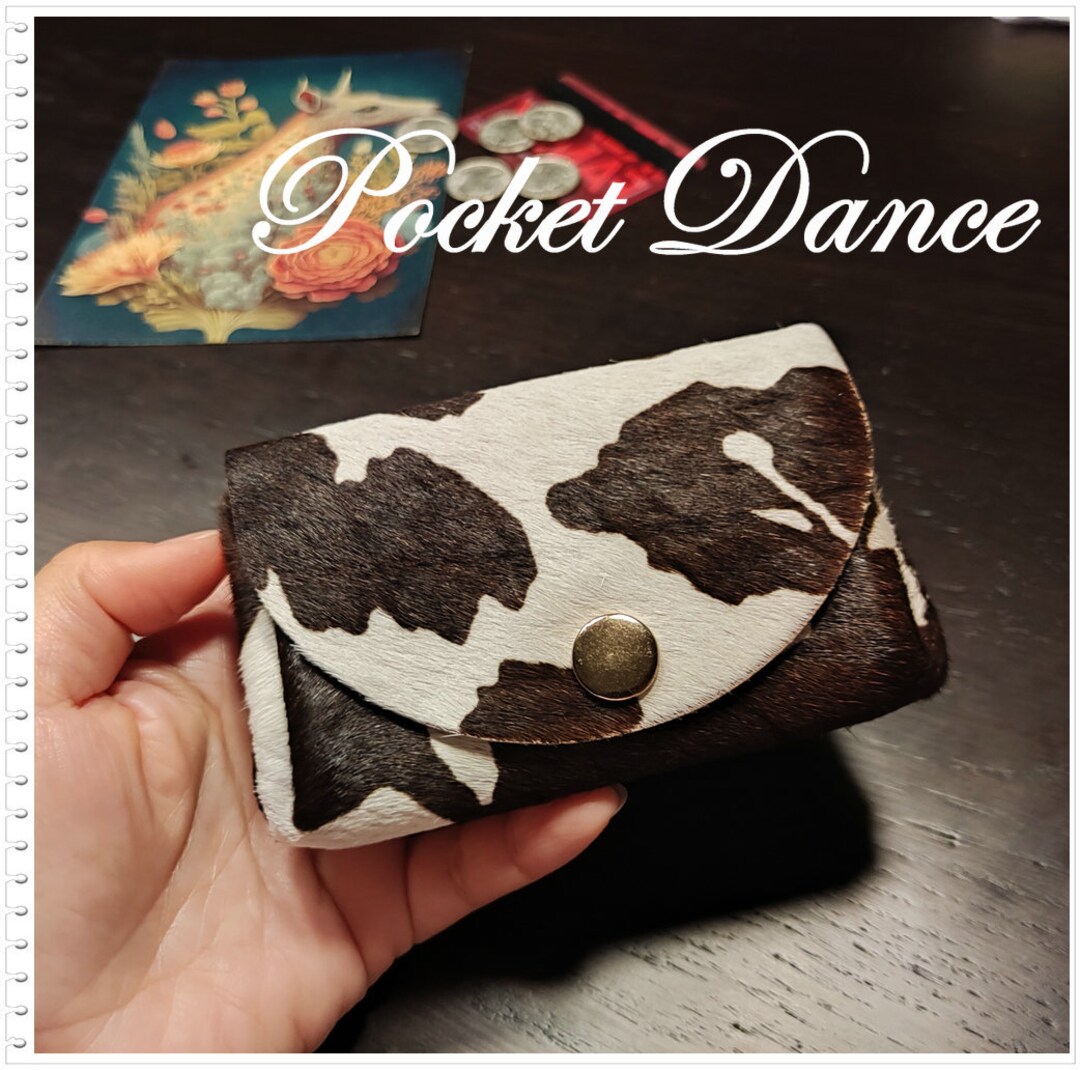 Handmade Leather Two Tone Cow Print Small Coin Purse , Leather Credit ...