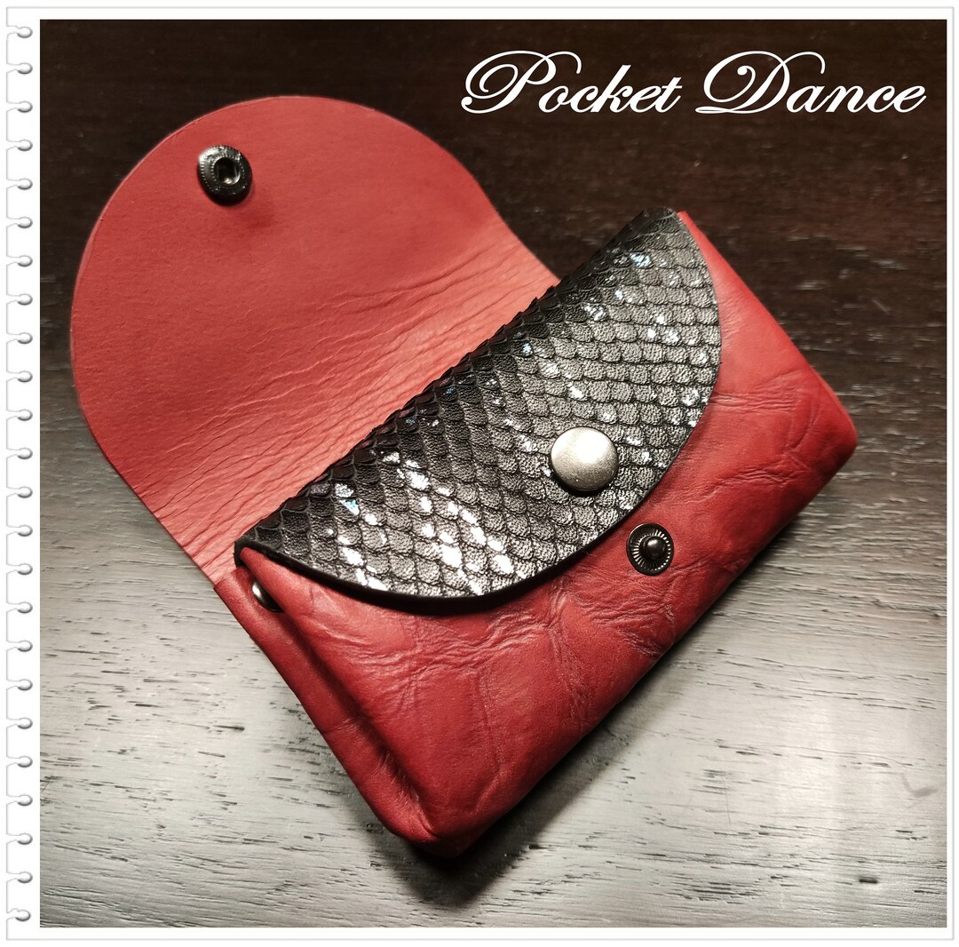 Handmade Leather Two Tone Red Color Small Coin Purse , Leather Credit ...