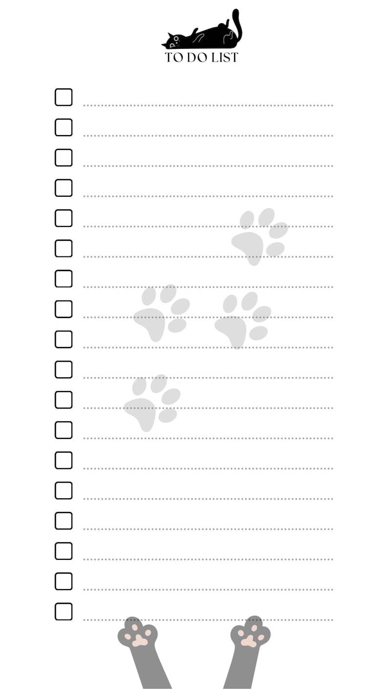 Cute Cat Paw To-do List | Printable Planner Page | Instant Download - Etsy