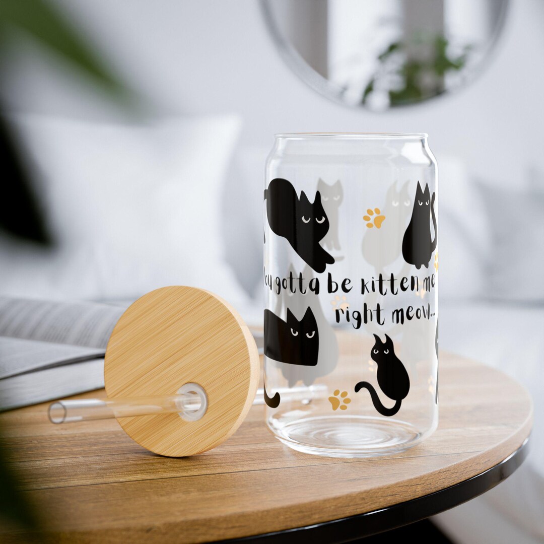 Cute Cat Sipper Glass, 16oz – Perfect for Cat Lovers, Gift for Pet ...