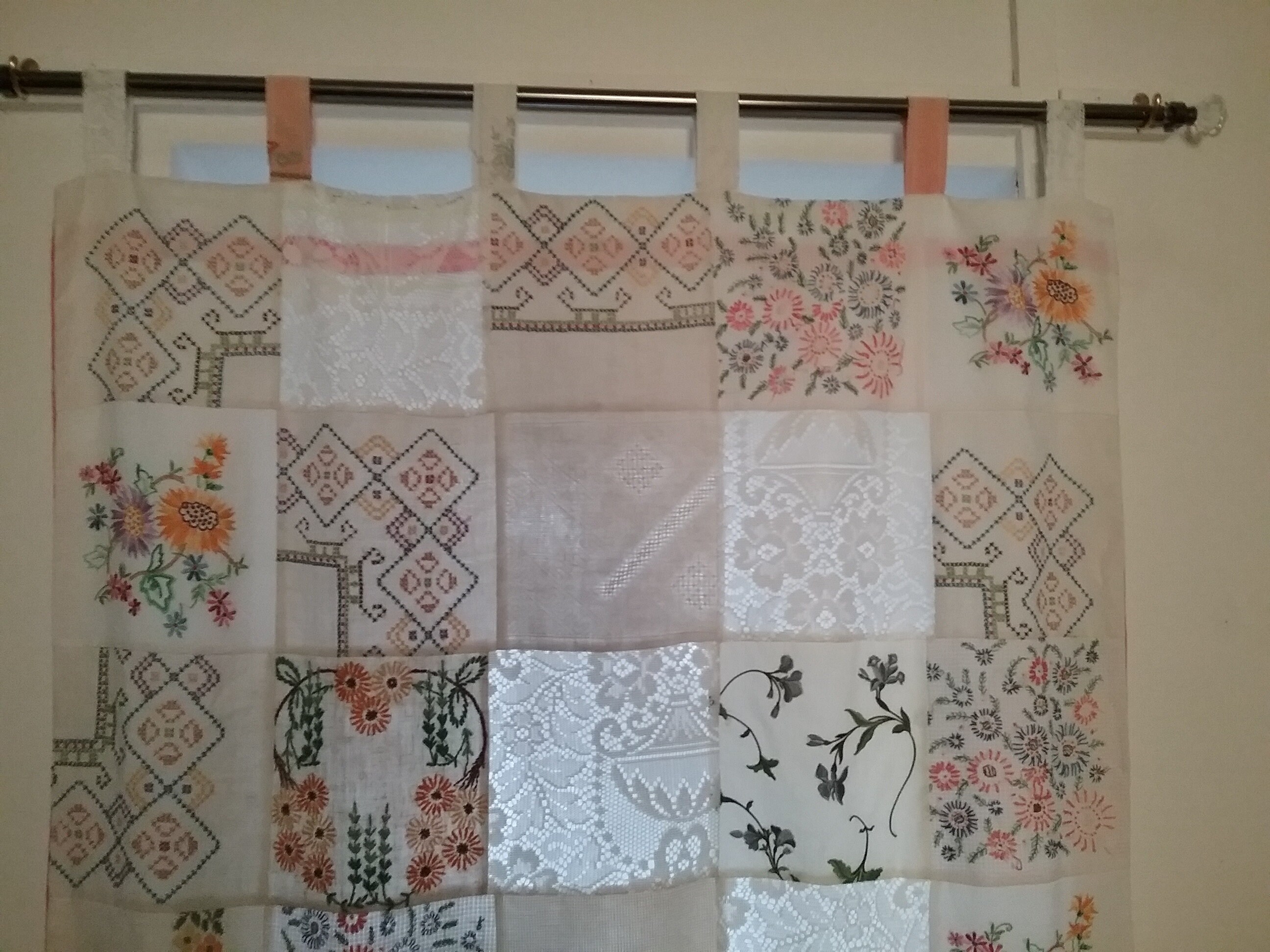 Patchwork Curtain Panel Wall Hanging Vintage Tablecoths | Etsy