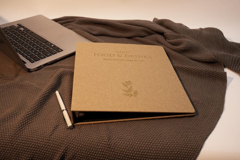 Custom Linen 3 Ring Binder Menu for Diner, Cafe, Bar, Wedding Reception ...