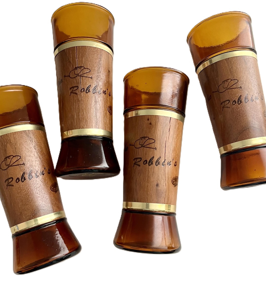 1963 Siesta Glassware Set 4 Walnut Jacket Western Accent Glasses - Etsy