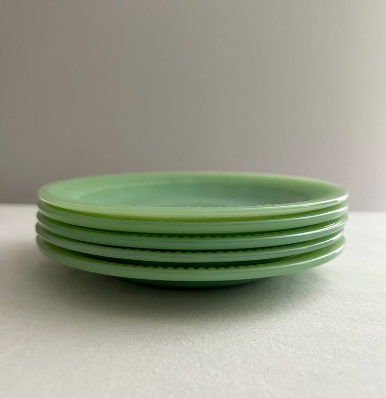 5 Mid-century JADEITE Saucer 6" Plates Jadeite Mid Century Green Jade ...