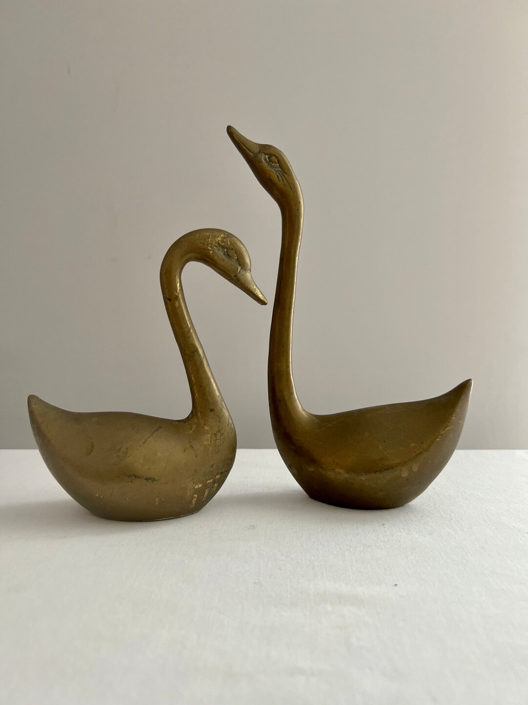 2 Vintage Brass Swans Figurines 8 & 6 Tall Graceful Figures - Etsy