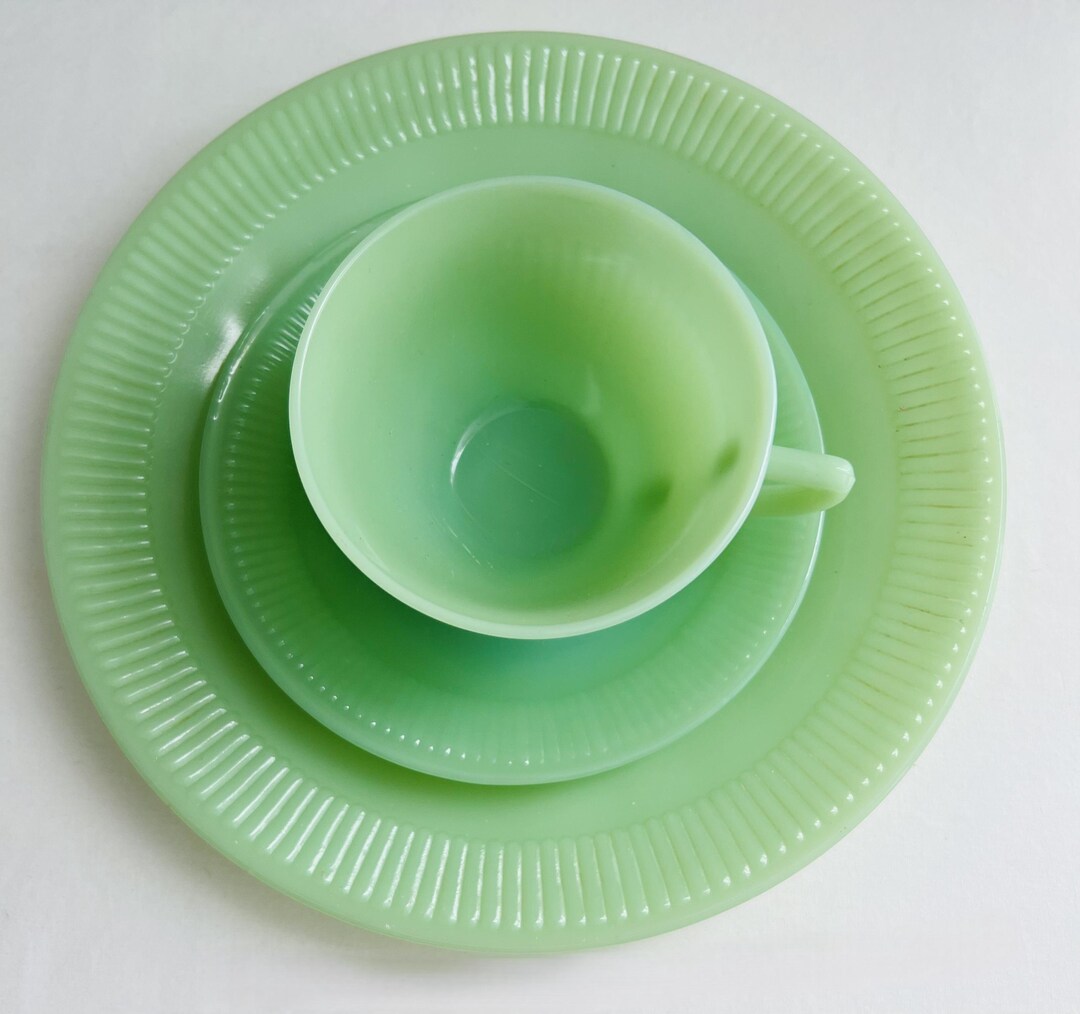 Mid-century 3PC JADEITE by Fire King / 3PC Dinnerware / Anchor Hocking ...