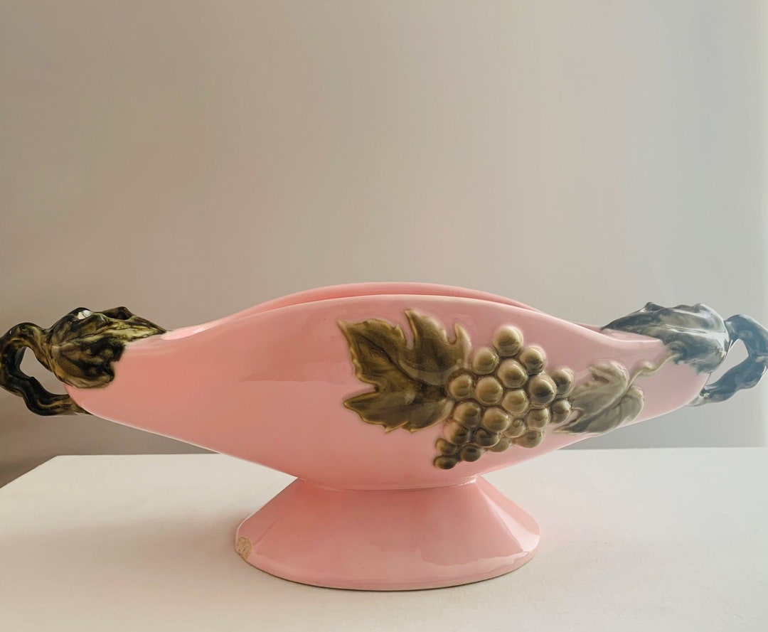 Vintage PINK Hull Pottery Jardine Candle Holder 1958 16" CONSOLETTE ...