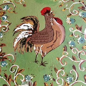 Mid-century Hand Painted Round Rooster Tray / Japan Tole Ware - Etsy
