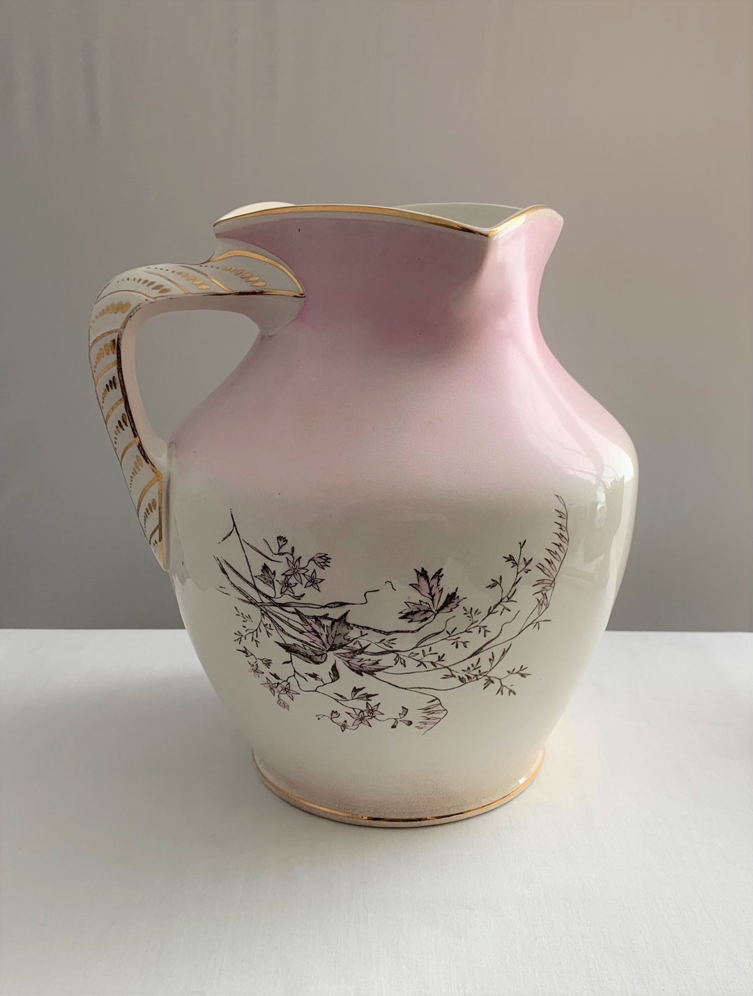 Antique Huge Ceramic Water Jug Pink Ombre Pink - Etsy