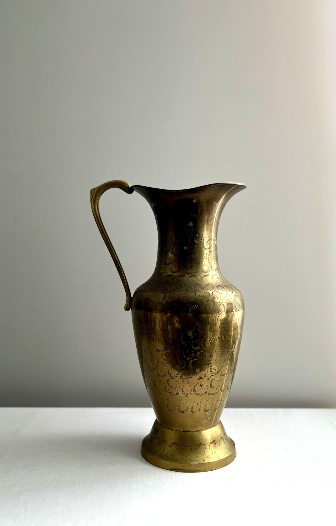 Vintage Brass Dragon Pitcher / 13" Tall Engraved With Dragon Handle - Etsy