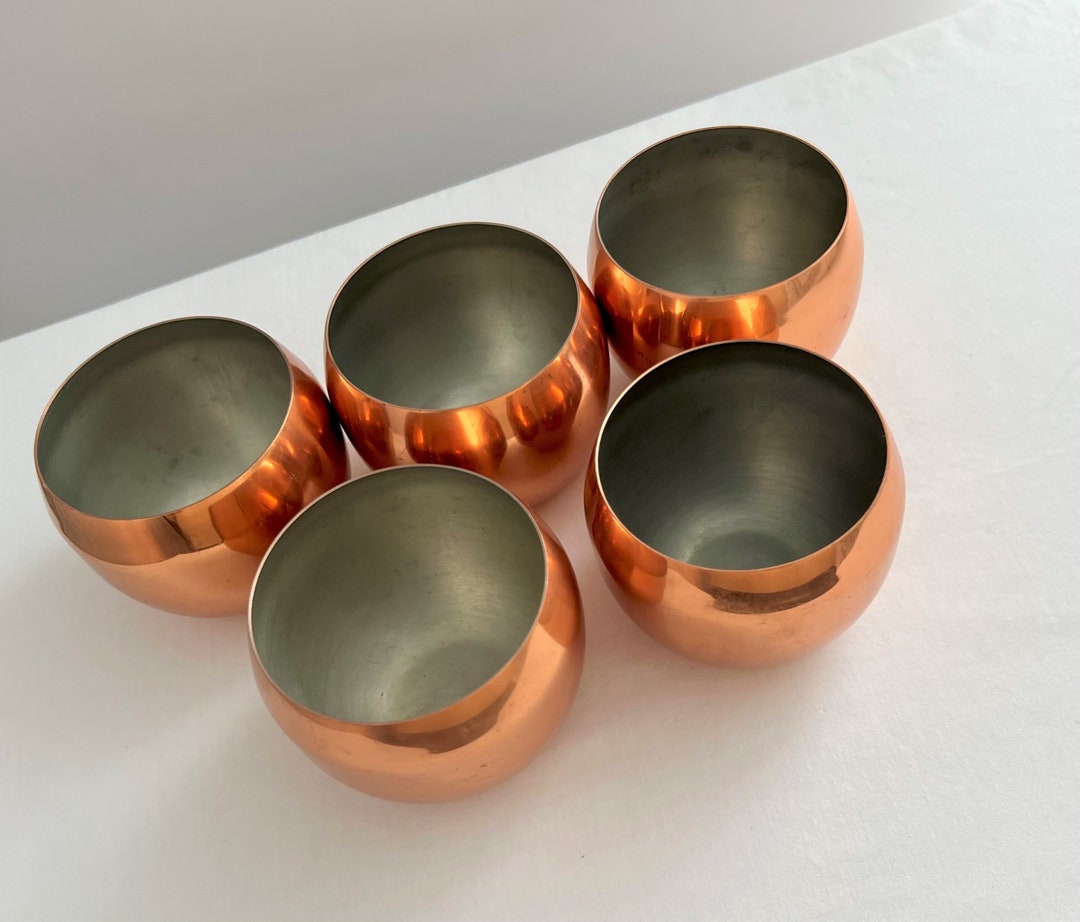 5 Vintage Copper Clad Cups Round Punch Cups - Etsy