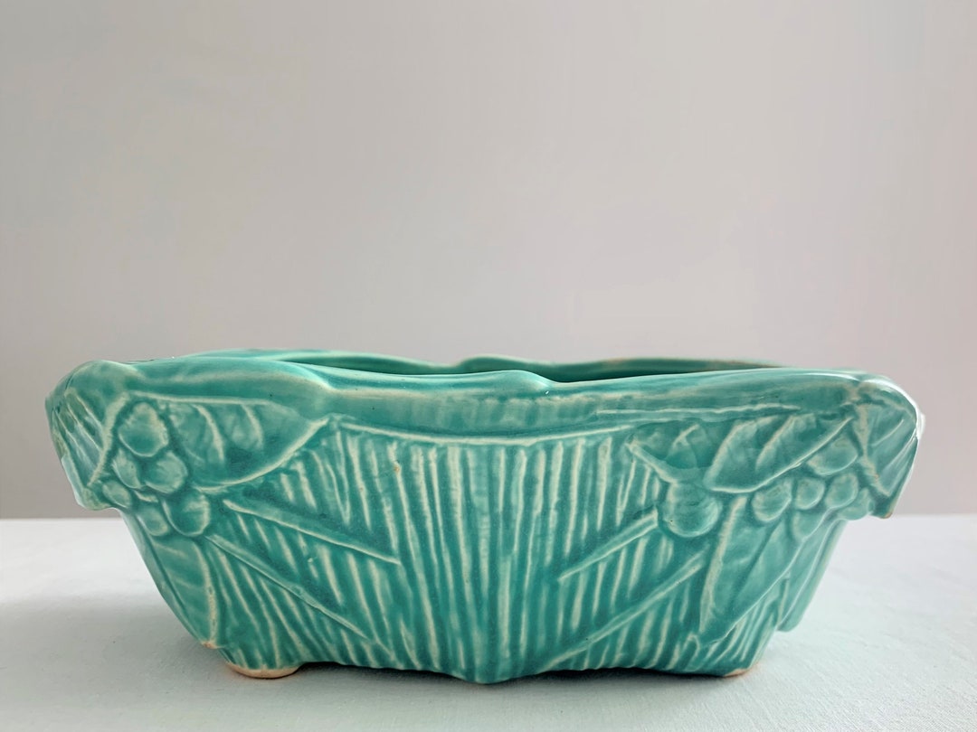 Vintage Mccoy Turquoise Brush Glaze Pottery Planter - Etsy